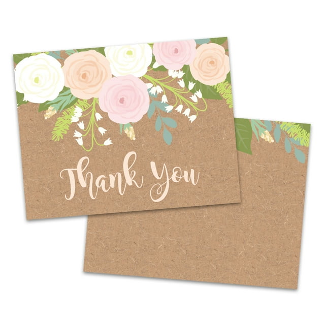 Personalized Kraft Floral Explosion Thank You Card - Walmart.com