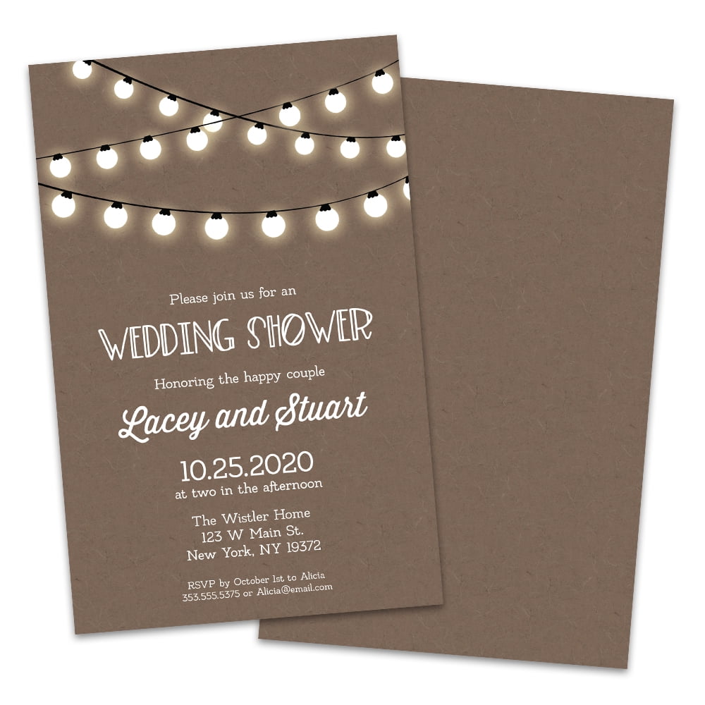 Personalized Kraft Lights Wedding Shower Invitation - Walmart.com