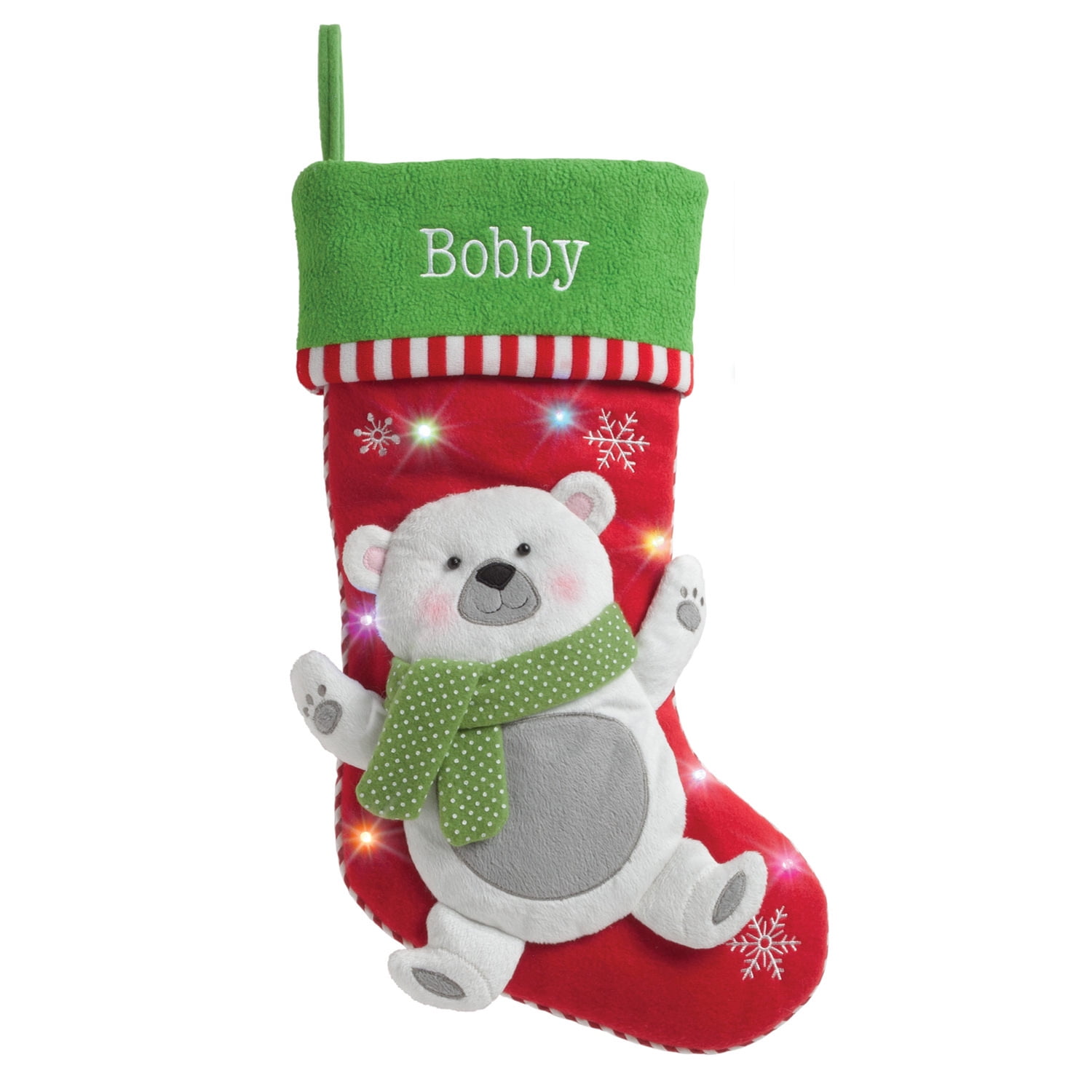 Personalized LED Light Up Stocking - Polar Bear Design - Cotton ...