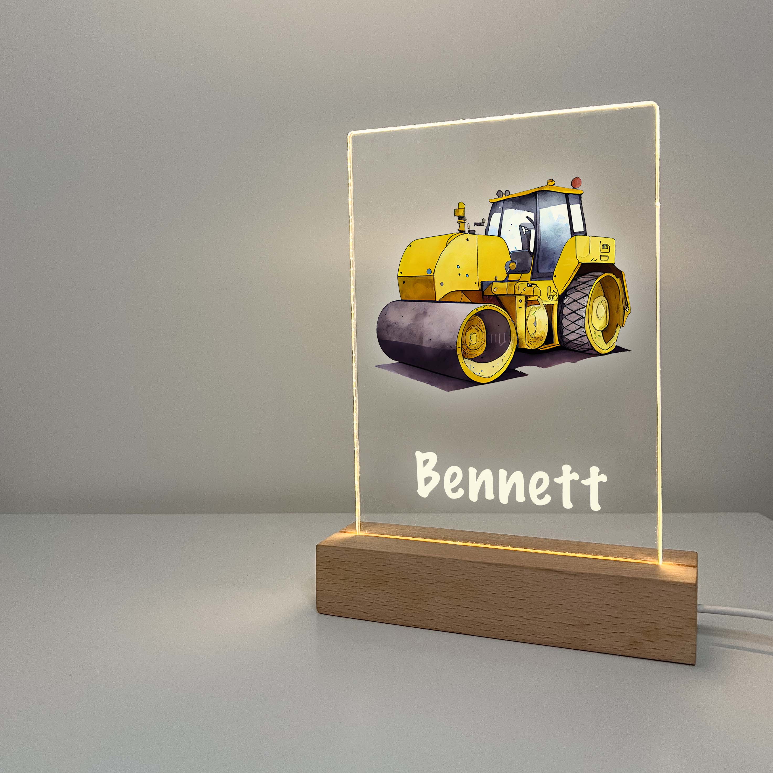 Personalized LED Wood Stand Night Light Up Table Lamp Boys Room Decor ...
