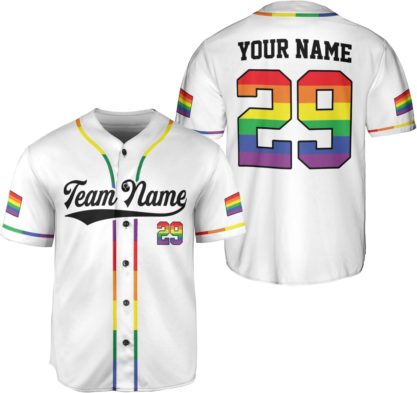 Personalized LGBT Pride Baseball Jersey Pride Hand LGBT Flag Jersey ...