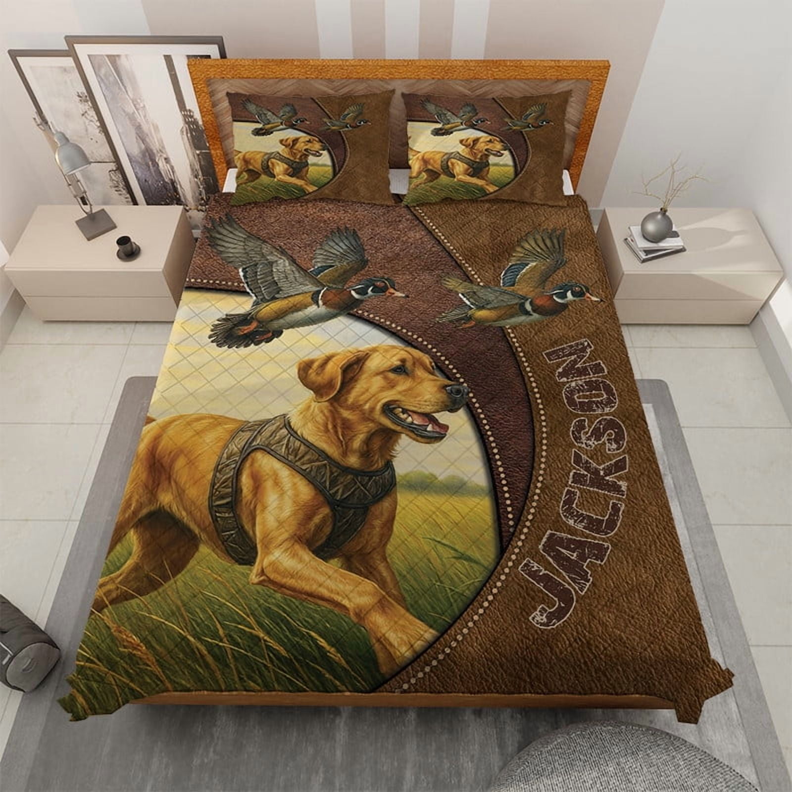 Personalized Labrador Retriever Hunting Quilt Bedding Set – Custom Name ...