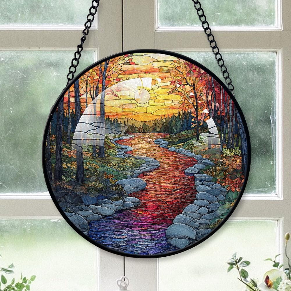 Personalized Landscape River Suncatcher Stained Glass Suncatchers ...