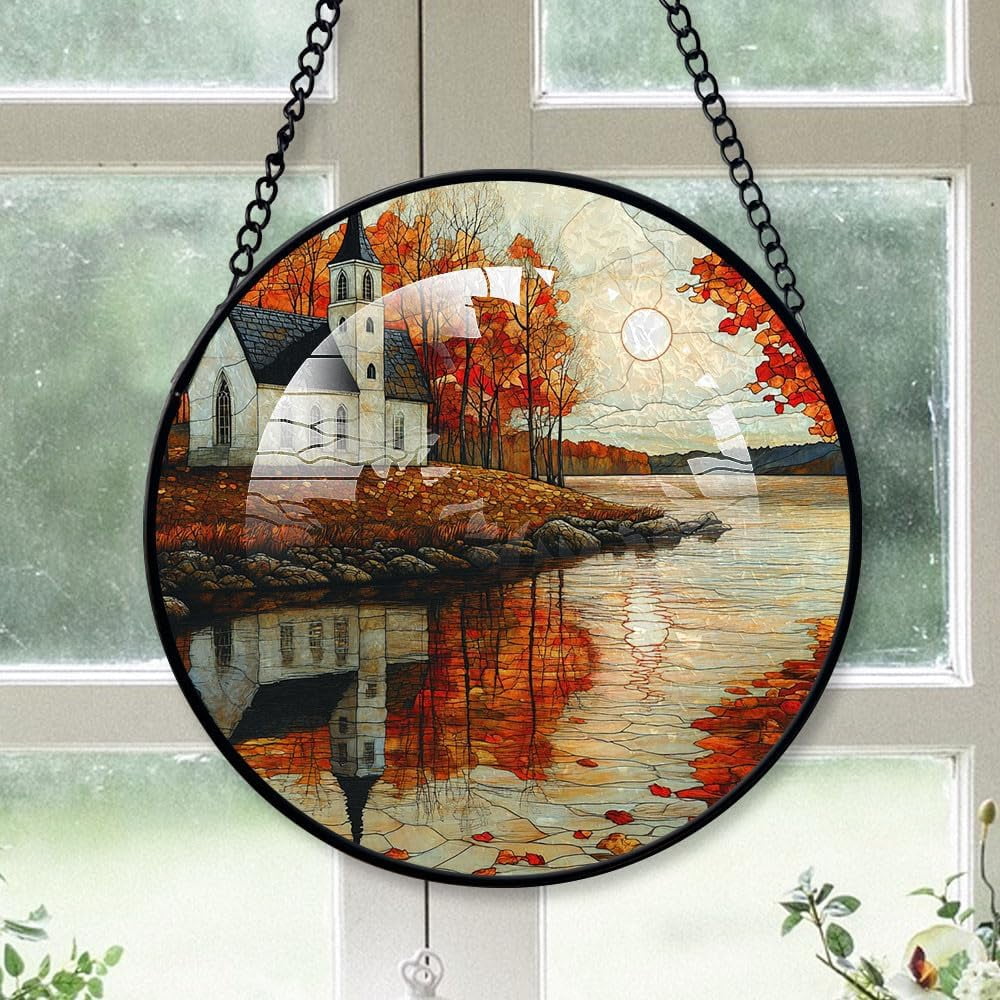 Personalized Landscape Suncatcher Stained Glass, Landscape Stained ...