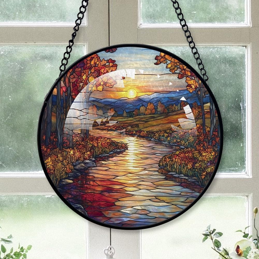 Personalized Landscape Suncatcher Stained Glass, Landscape Stained ...