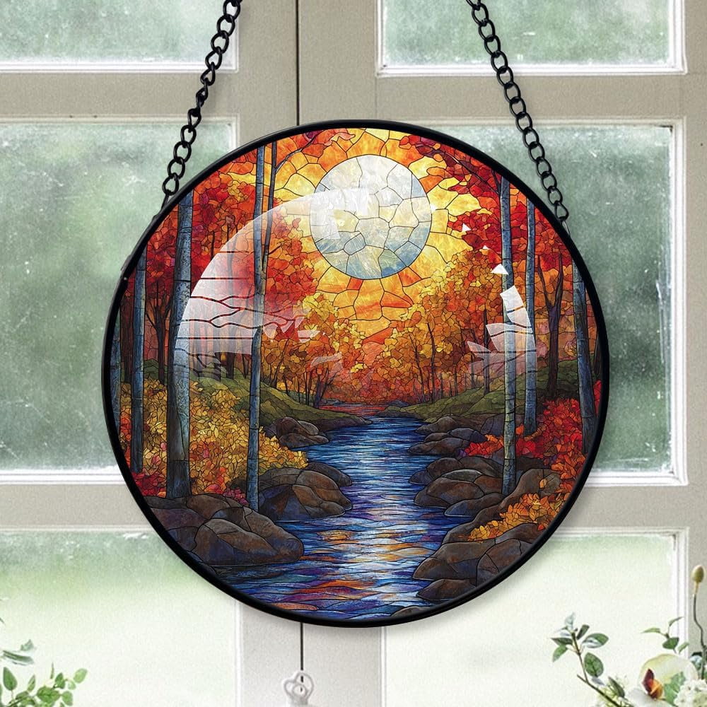 Personalized Landscape Suncatcher Stained Glass, Landscape Stained ...