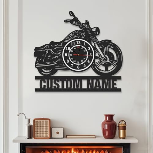 Personalized Large Outdoor Clock, Custom Motorcycle Wall Clock with ...
