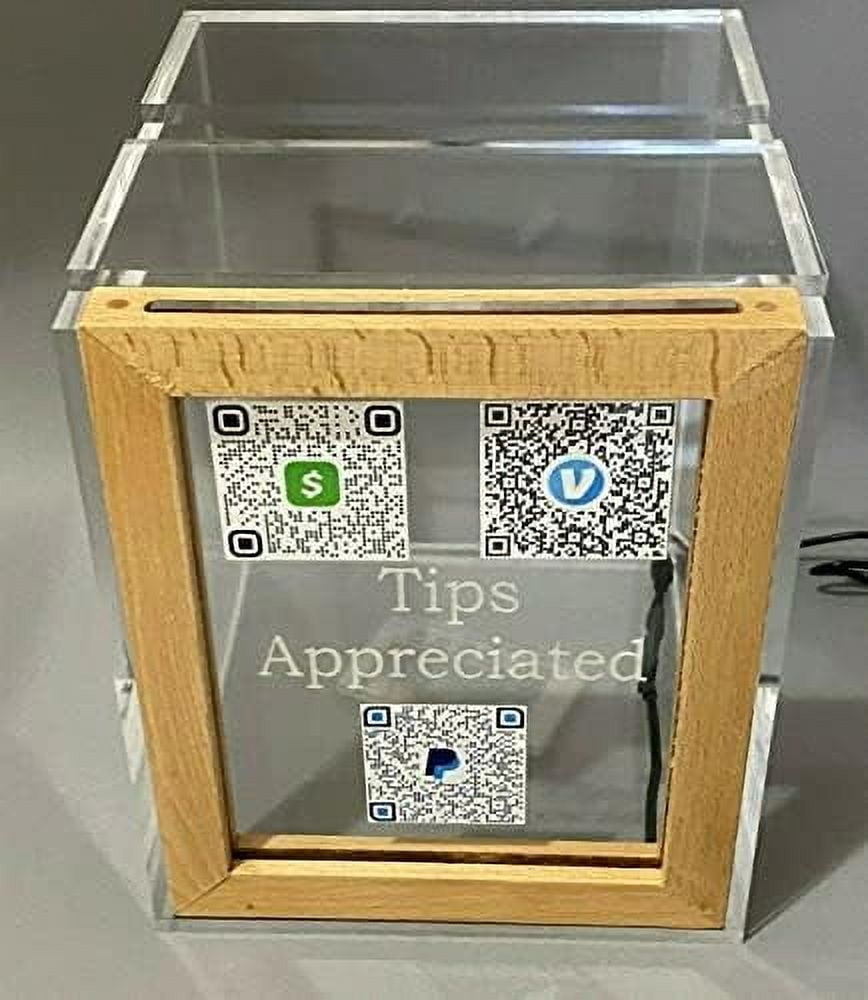 Personalized Large Tip Box Fund Jar LED Lights Up 16 Color Changing 7"W ...