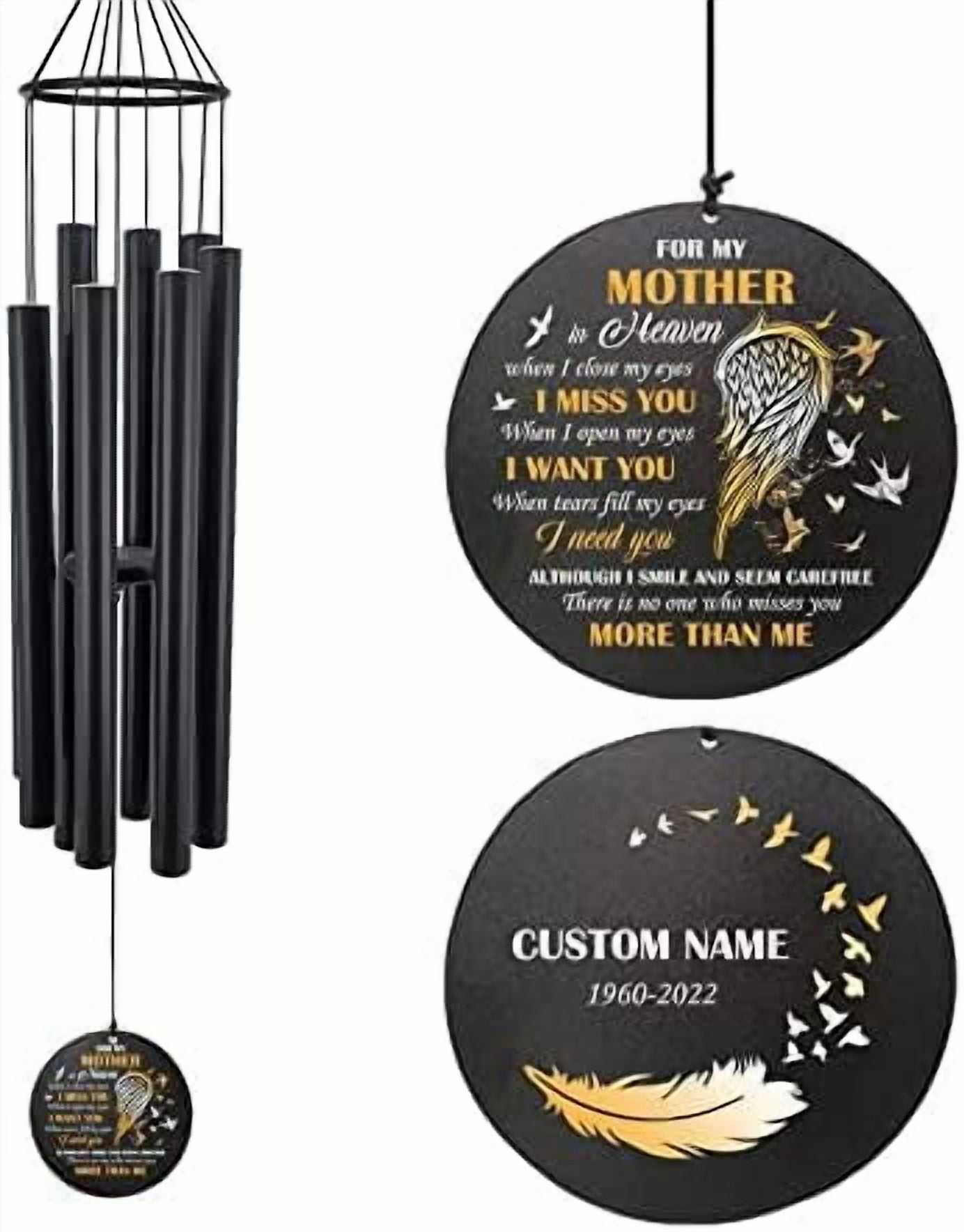 Personalized Large Wind Chimes, Wings Heaven Sympathy Wind Chime, in ...