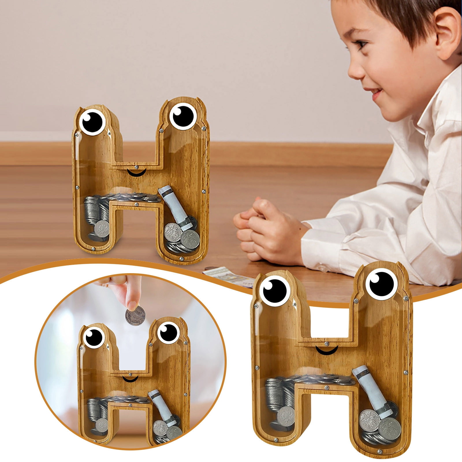 Personalized Large Wooden Kids Letter Piggy Bank - Custom Piggy Bank ...