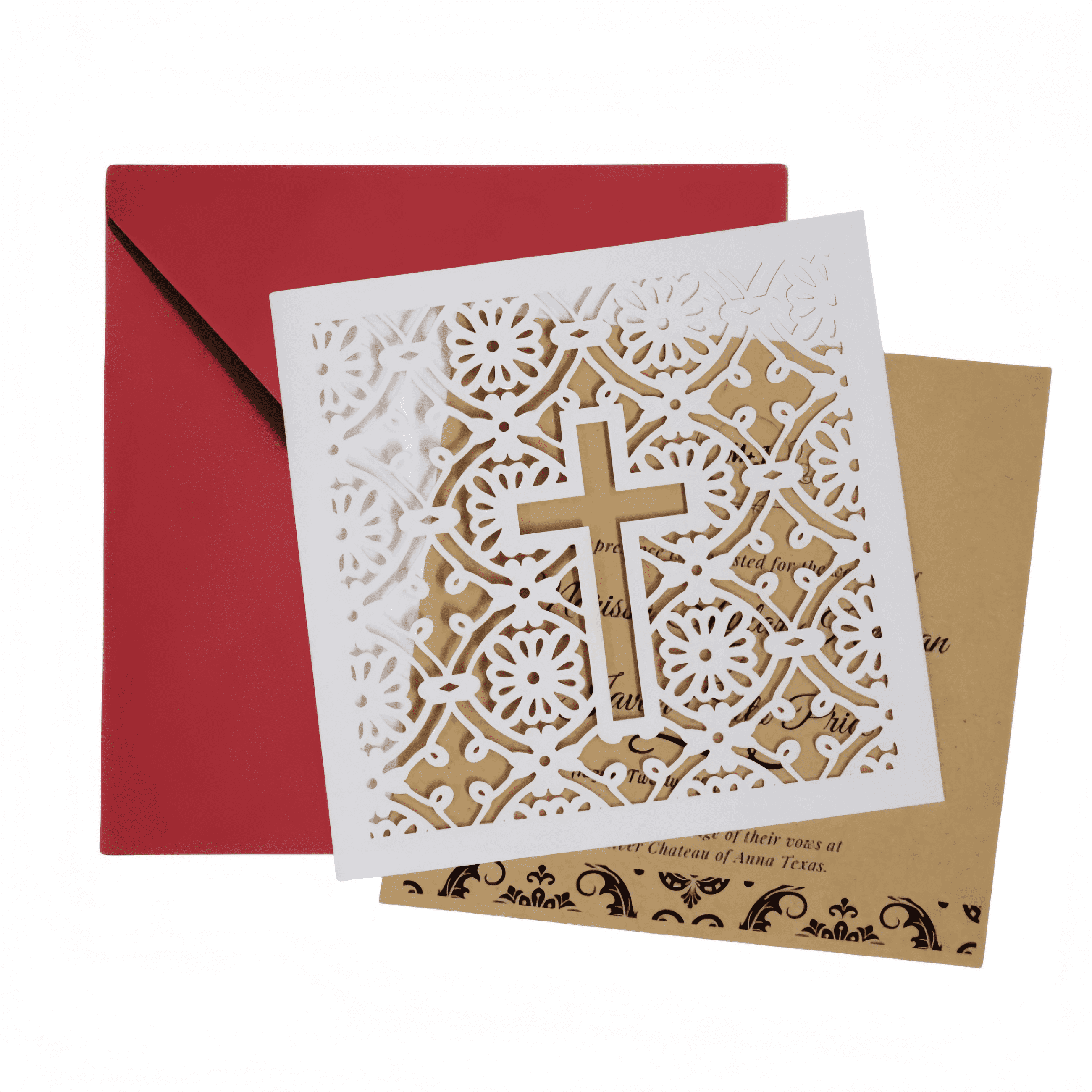 Personalized Laser Cut Cross Pattern Wedding Invitations – Set of 10 ...