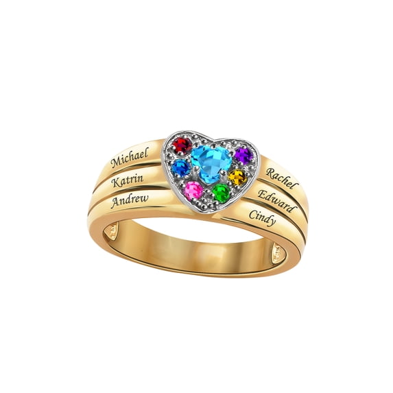 Personalized Laser Engraved Family Ring with Up to Seven Birthstones ...