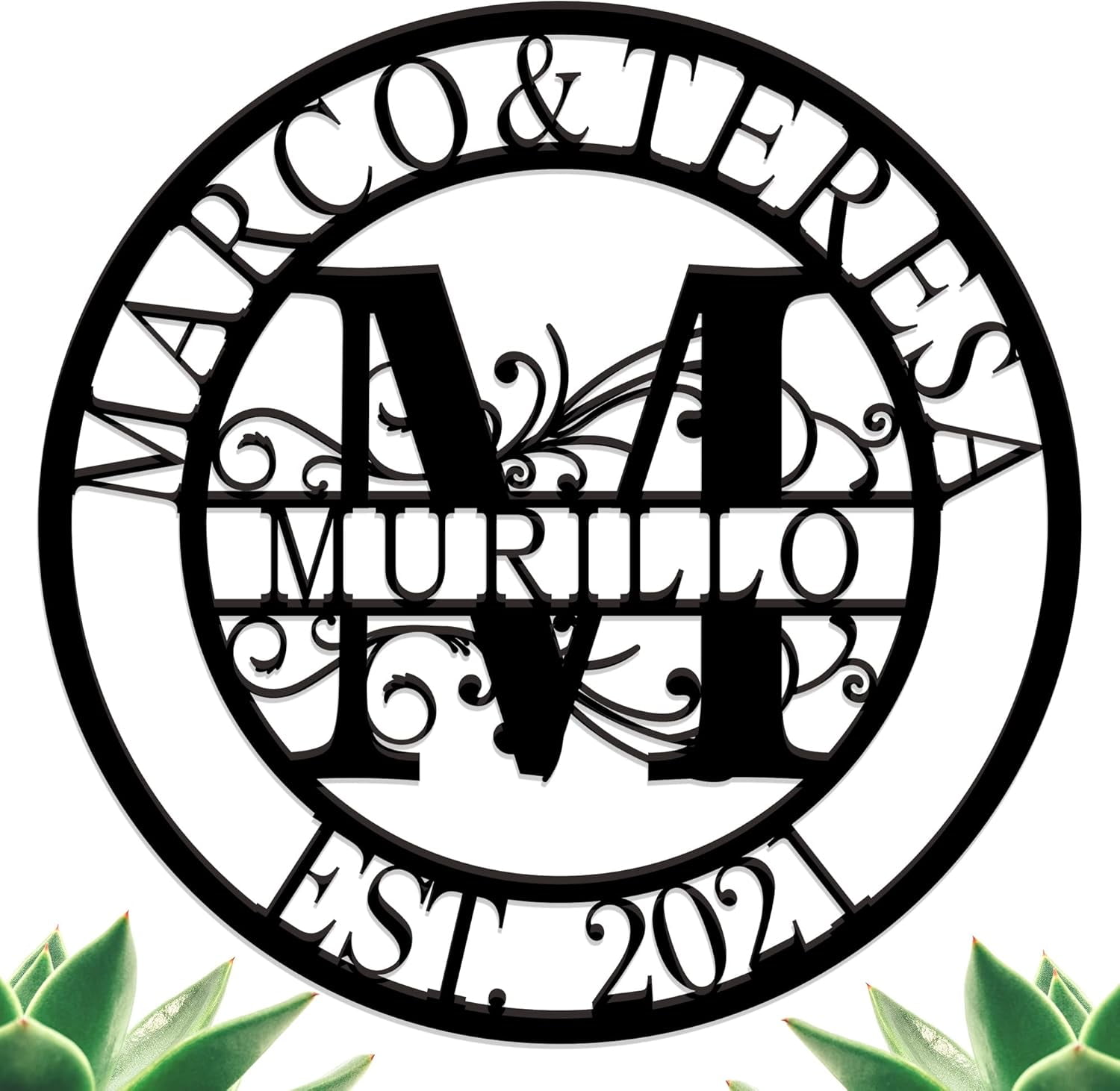 Personalized Last Name Metal Signs Split Letter Monogram Sign ...