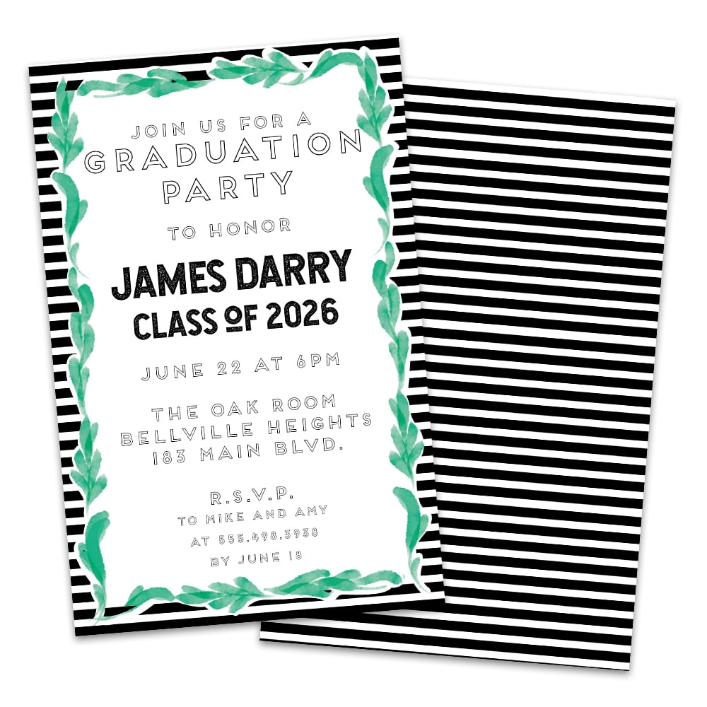 Personalized Leafy Framed Graduation Party Invitation - Walmart.com
