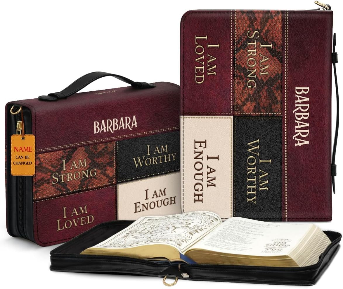 Personalized Leather Bible Covers - Custom Name Bible Book Bag for ...