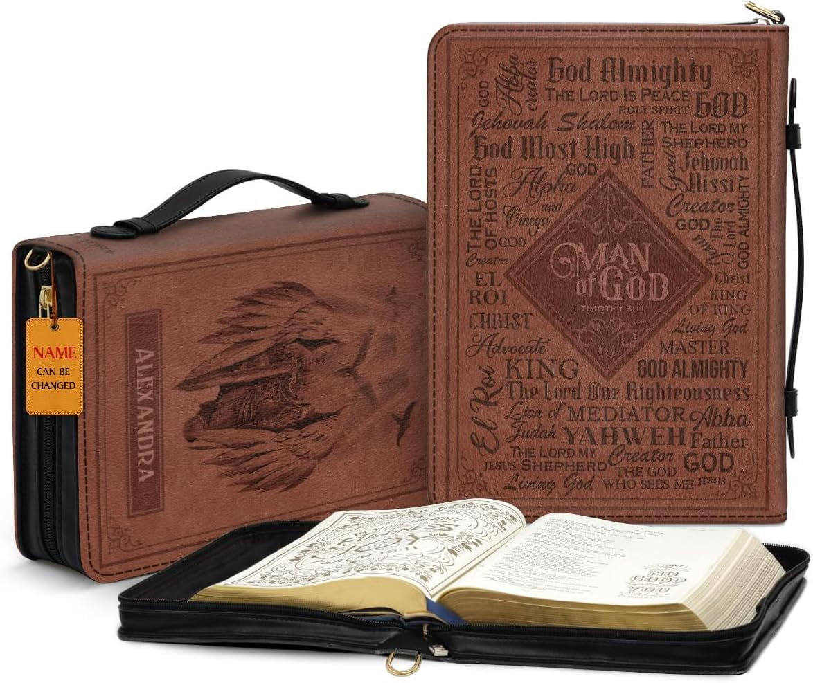 Personalized Leather Bible Covers - Name of God Bible Carrying Case ...