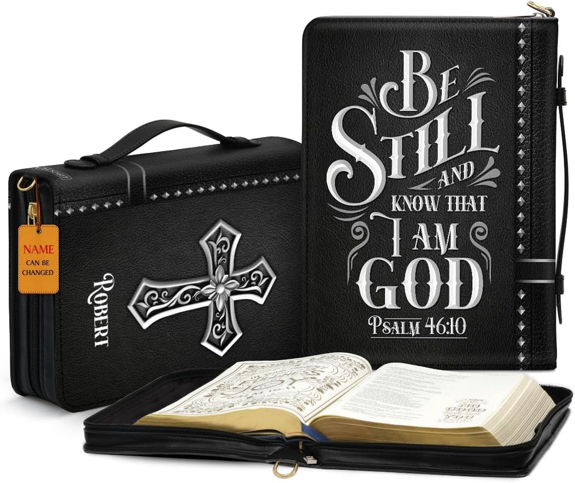 Personalized Leather Bible Covers for Women - Be Still Bible Carrying ...