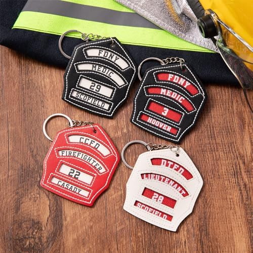 Personalized Leather Firefighter Helmet Shield Keychain with Department ...