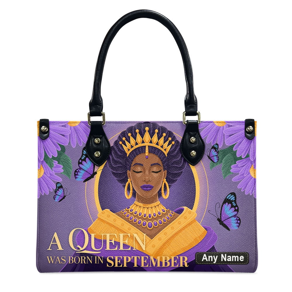 Personalized Leather Handbag with Zipper for African American Woman ...