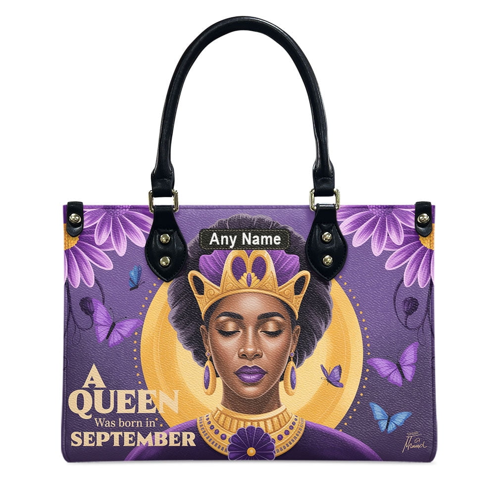 Personalized Leather Handbag with Zipper for African American Woman ...