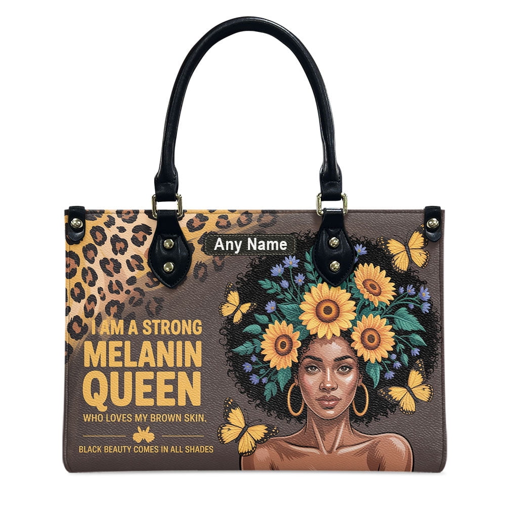 Personalized Leather Handbag with Zipper for African American Woman ...