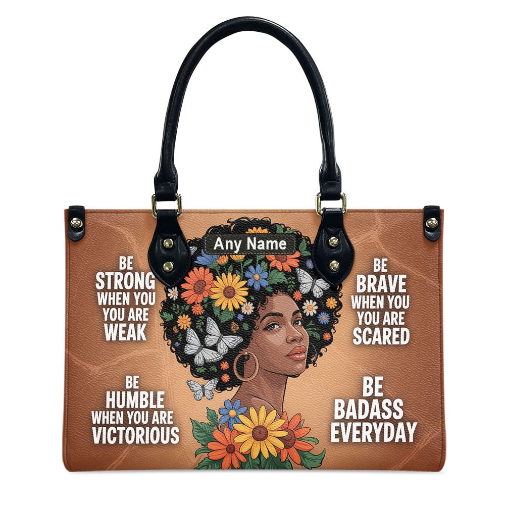 Personalized Leather Handbag with Zipper for African American Woman ...