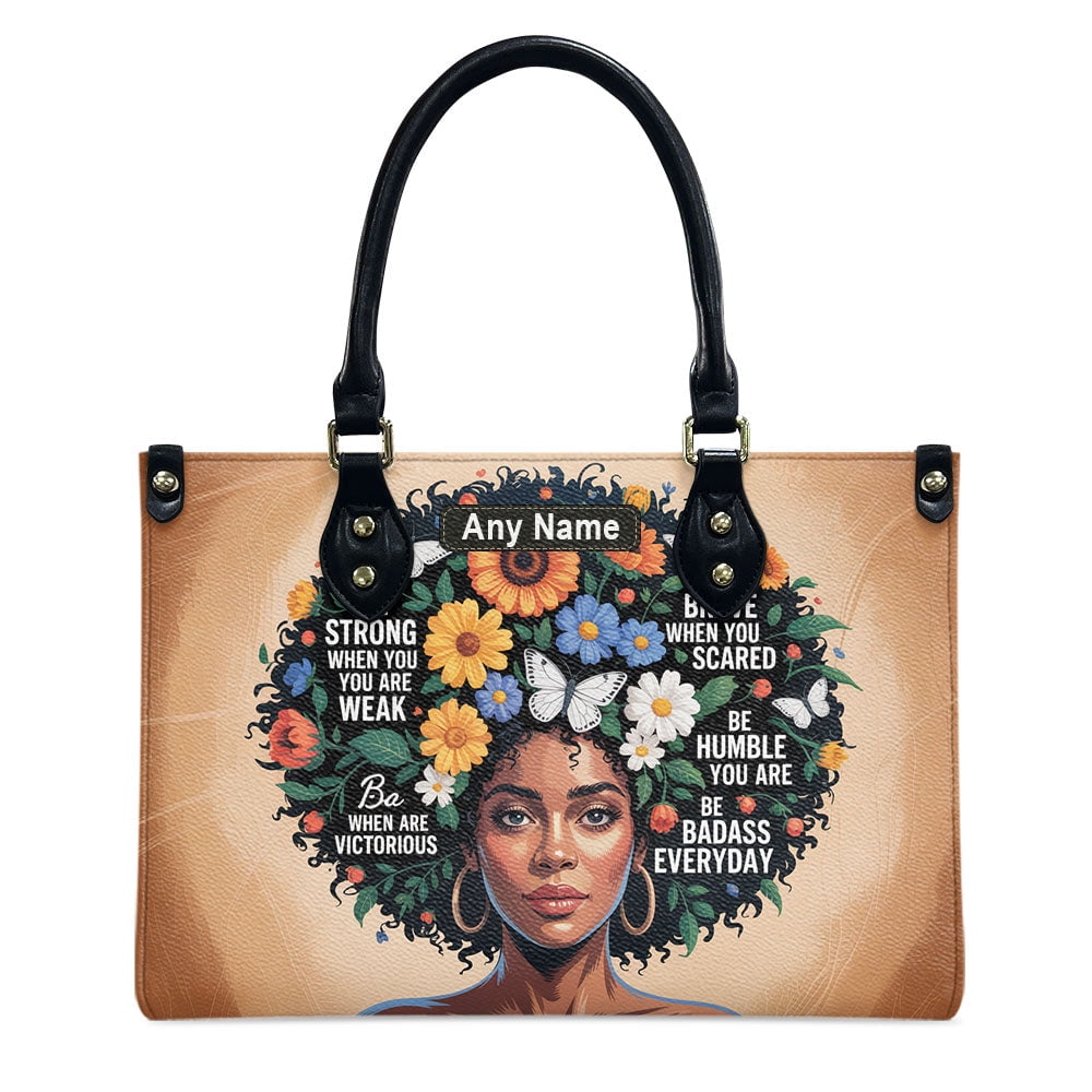 Personalized Leather Handbag with Zipper for African American Woman ...
