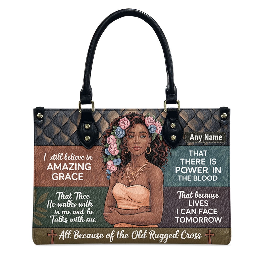 Personalized Leather Handbag with Zipper for African American Woman ...