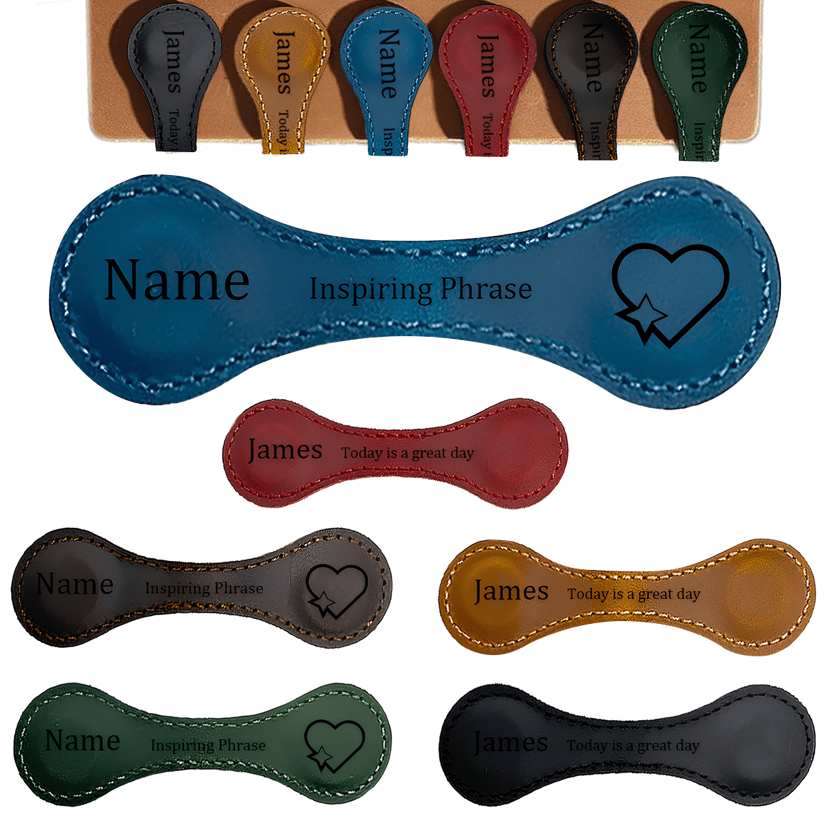 Personalized Leather Magnetic Bookmarks Vintage Engraved Motivational ...