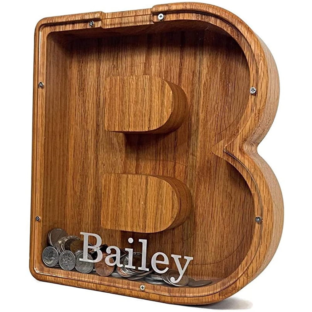 Personalized Letter Piggy Bank,Piggy Bank Custom Wooden Piggy Bank ...