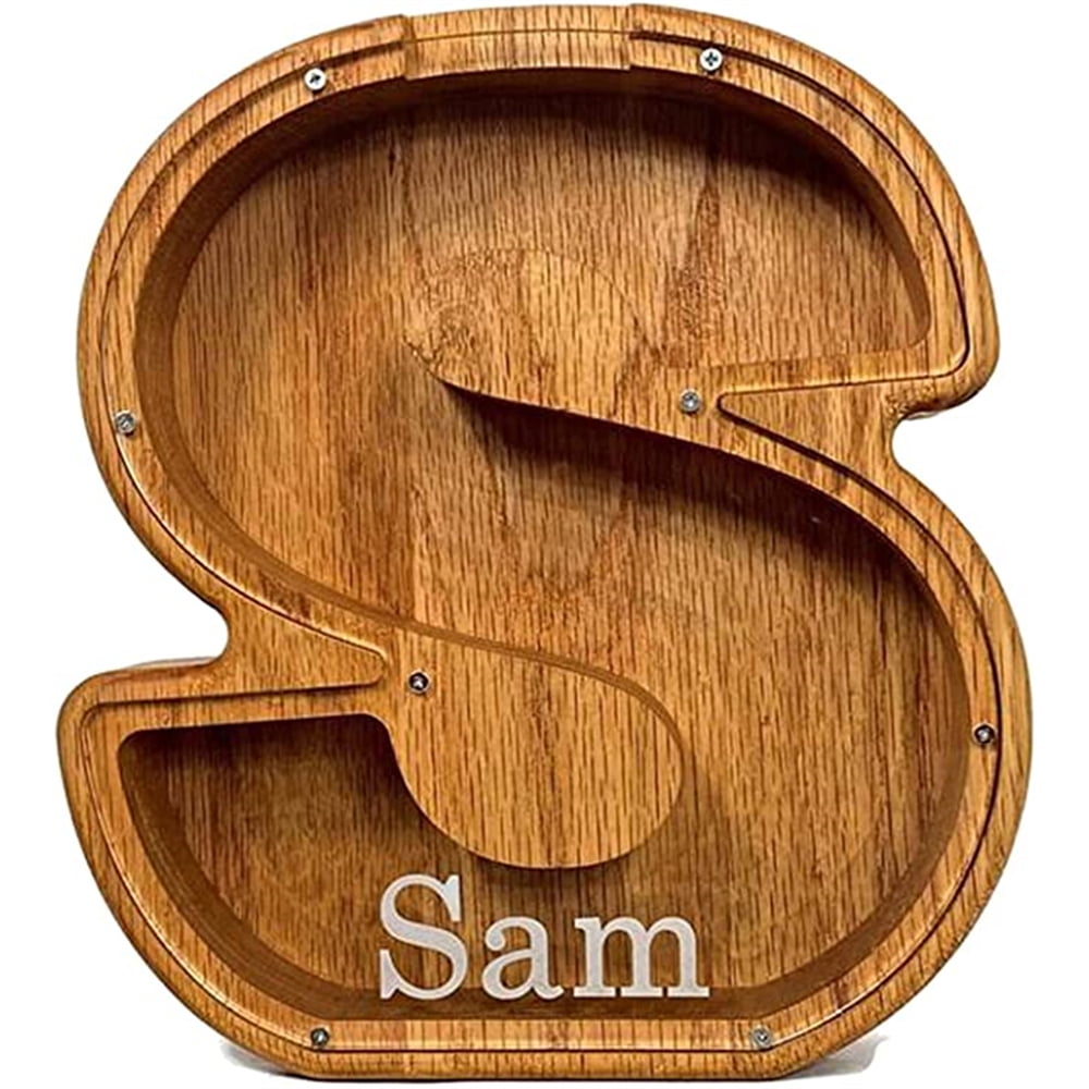 Personalized Letter Piggy Bank, Custom Wooden Coin Bank, Decorative ...