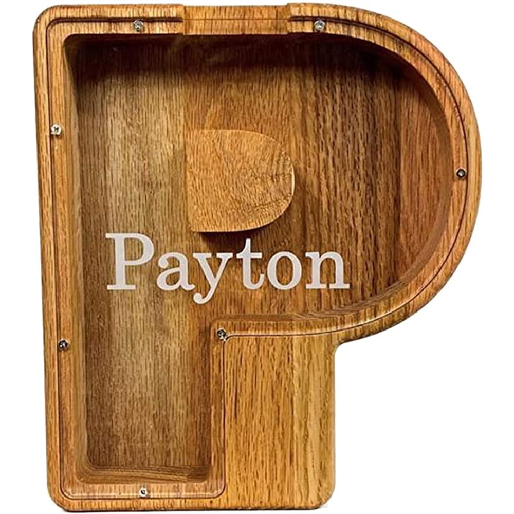 Personalized Letter Piggy Bank, Custom Wooden Coin Bank for Kids ...