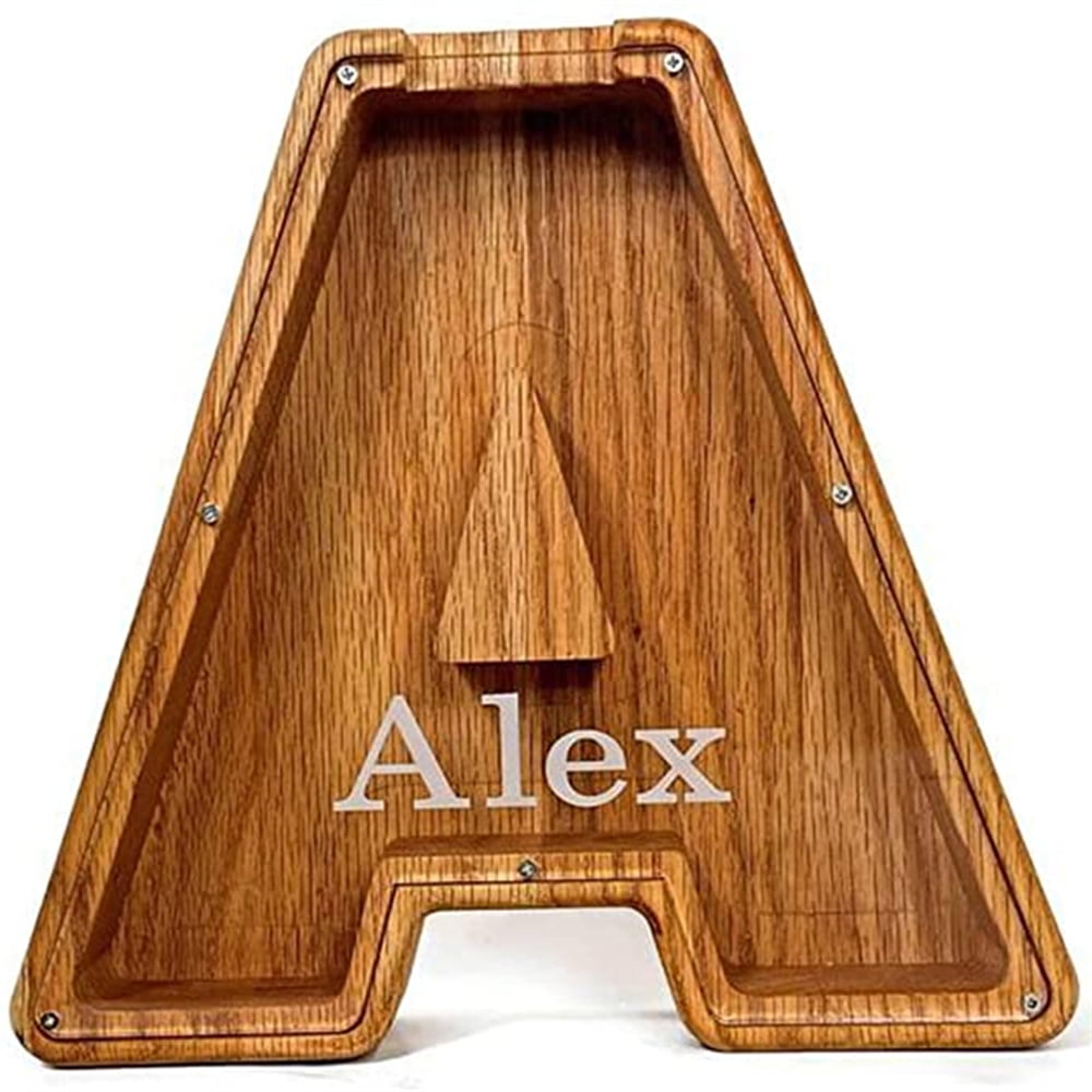 Custom Wooden Letter Piggy Bank, Modern Decorative Coin Bank, Birthday ...