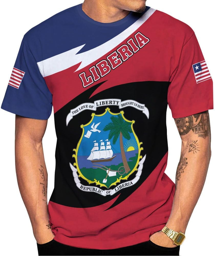 Personalized Liberia Shirts Liberian Coat of Arms Flag Liberia 3D ...