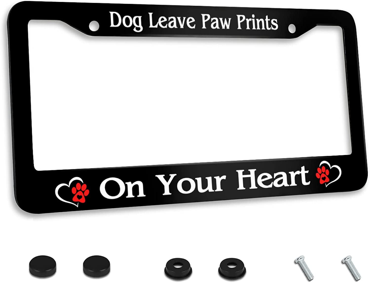 Personalized License Plate Frame Dog Leave Prints On Your Heart ...