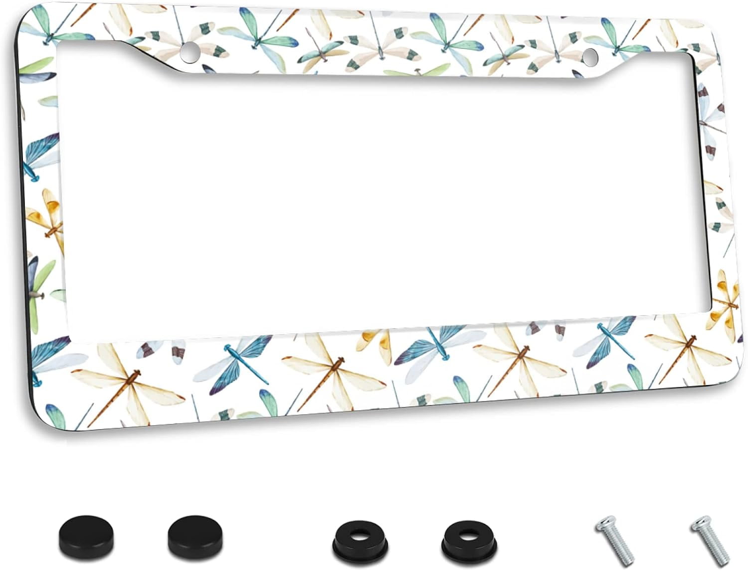 Personalized License Plate Frame Stainless Steel Beautiful Dragonfly ...