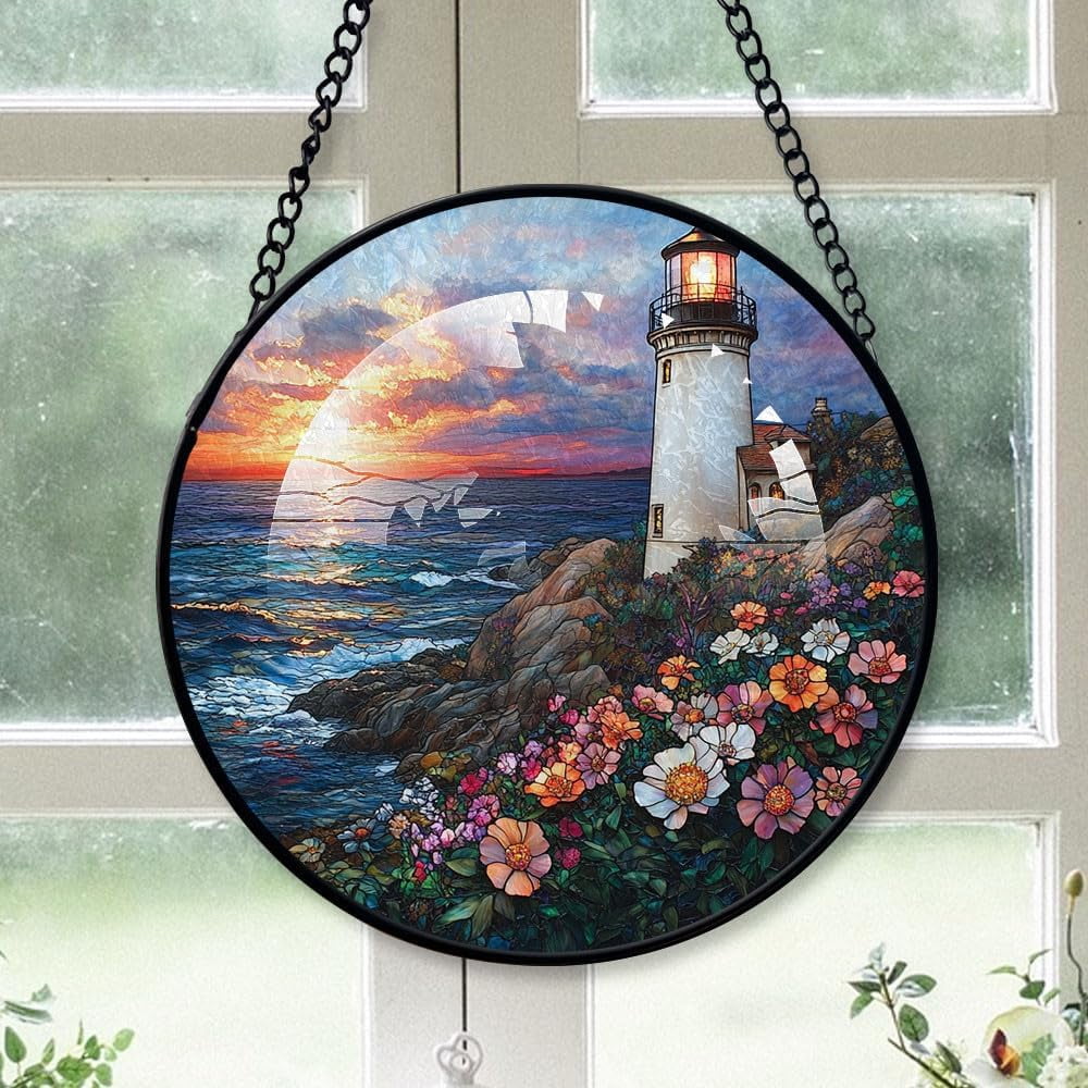 Personalized Lighthouse Coast Suncatcher Stained Glass Suncatchers ...