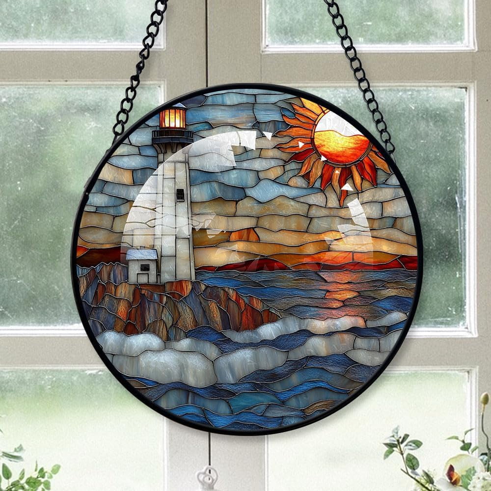 Personalized Lighthouse Suncatcher Stained Glass, Lighthouse Gifts for ...