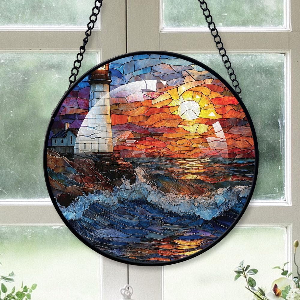 Personalized Lighthouse Suncatcher Stained Glass, Lighthouse Gifts for ...