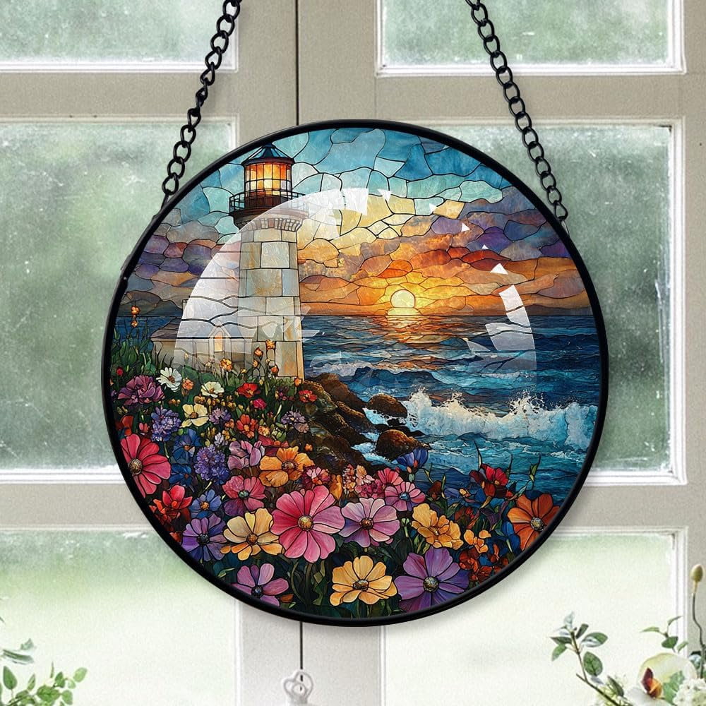 Personalized Lighthouse Suncatcher Stained Glass, Lighthouse Gifts for ...