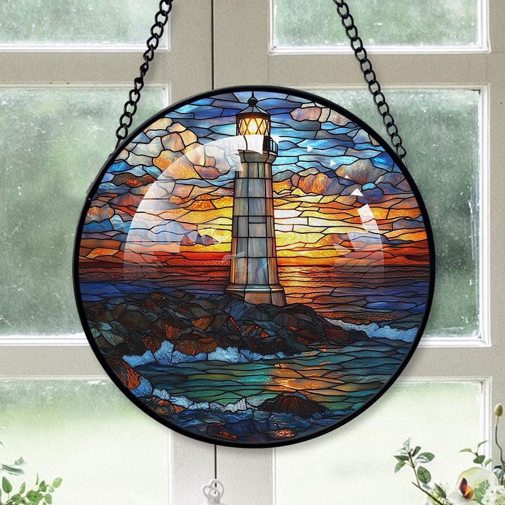 Personalized Lighthouse Suncatcher Stained Glass, Lighthouse Originally ...