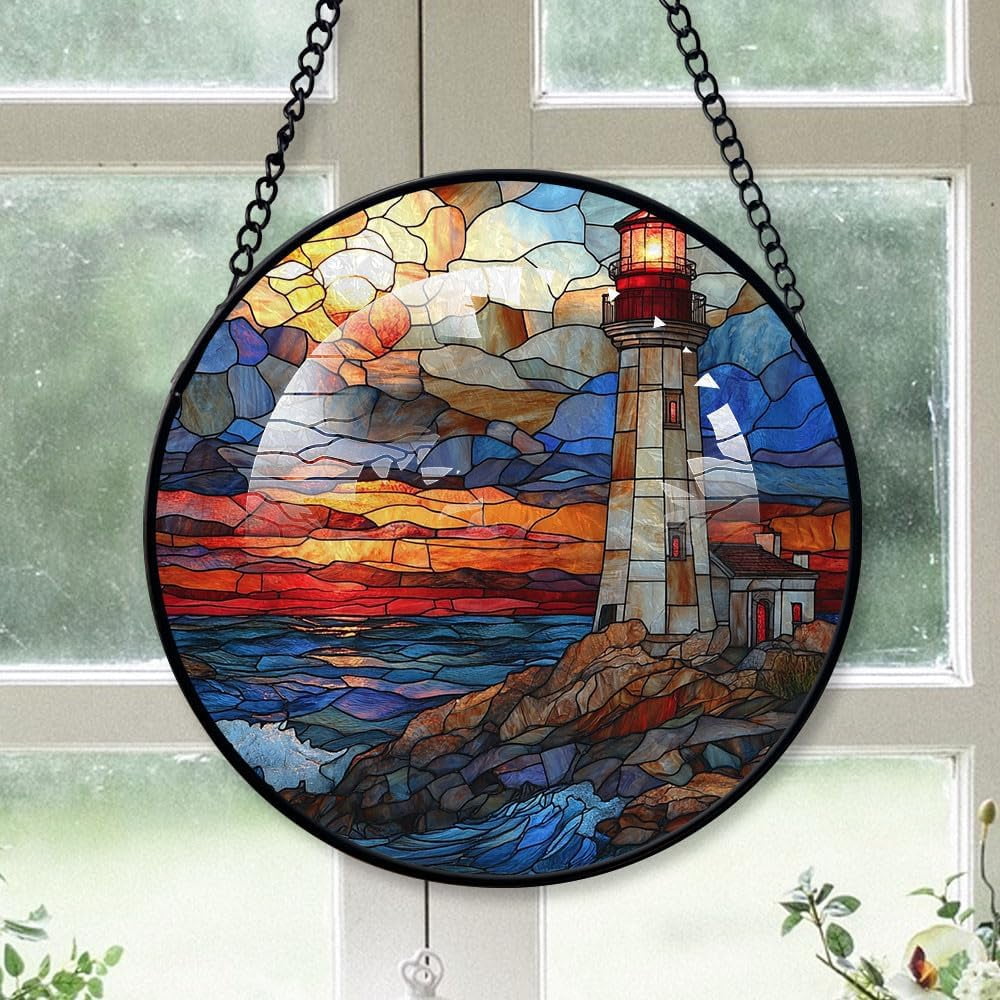 Personalized Lighthouse Suncatcher Stained Glass, Lighthouse Originally ...