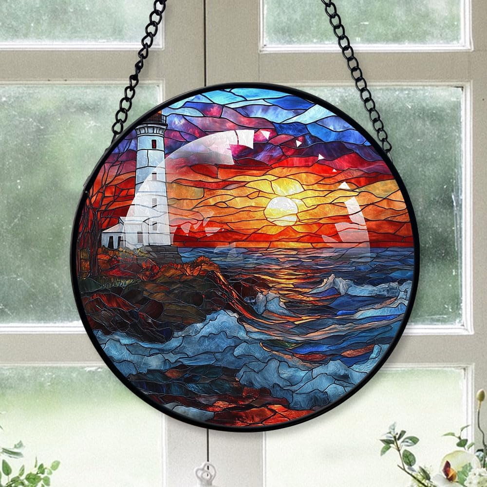 Personalized Lighthouse Suncatcher Stained Glass, Lighthouse Originally ...