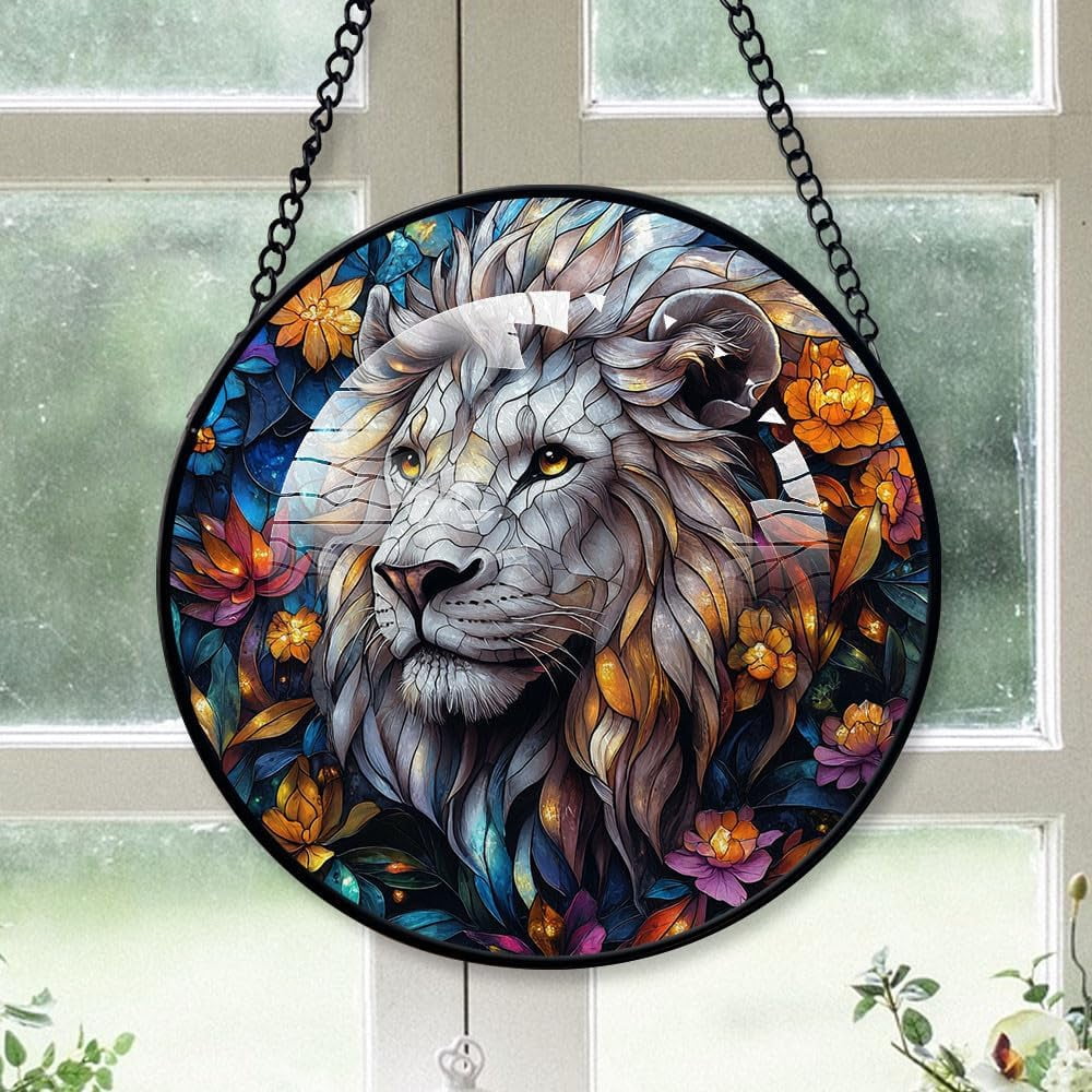 Personalized Lion Stained Glass Suncatcher Artistic Window Hanging ...