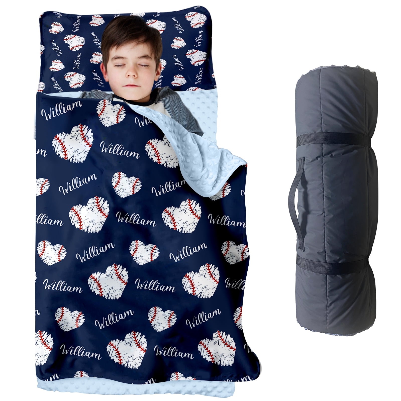Personalized Love Baseball Nap Mats for Preschool Boys, Custom Name Nap ...