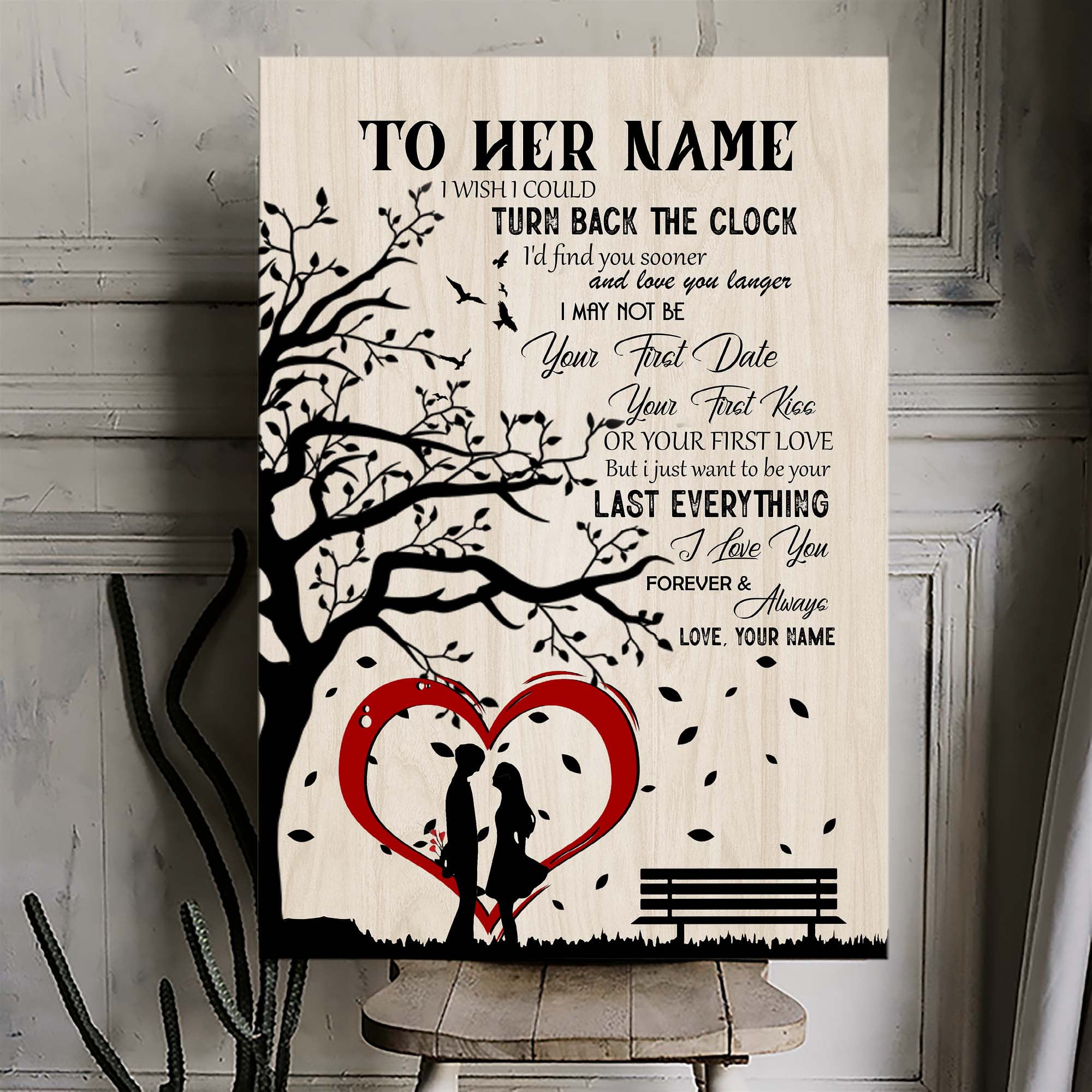 Personalized Love Letter Canvas Wall Art – To Her Name – Romantic ...