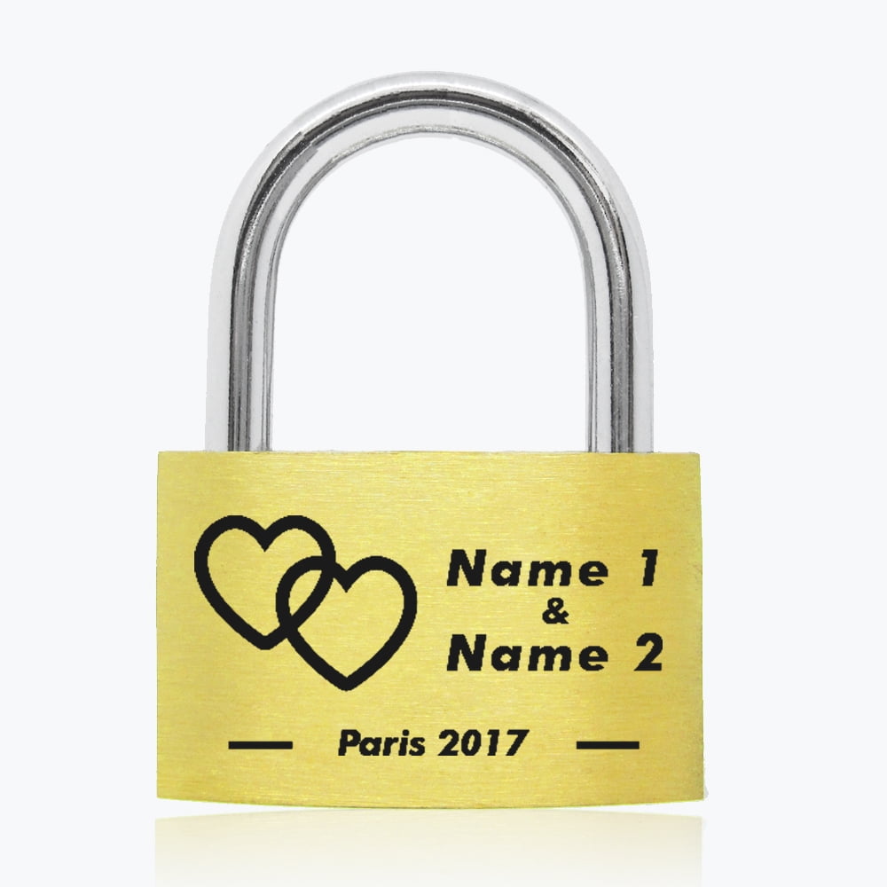 Personalized Love Lock Brass 40mm Padlock with Keys, Laser Engraved ...