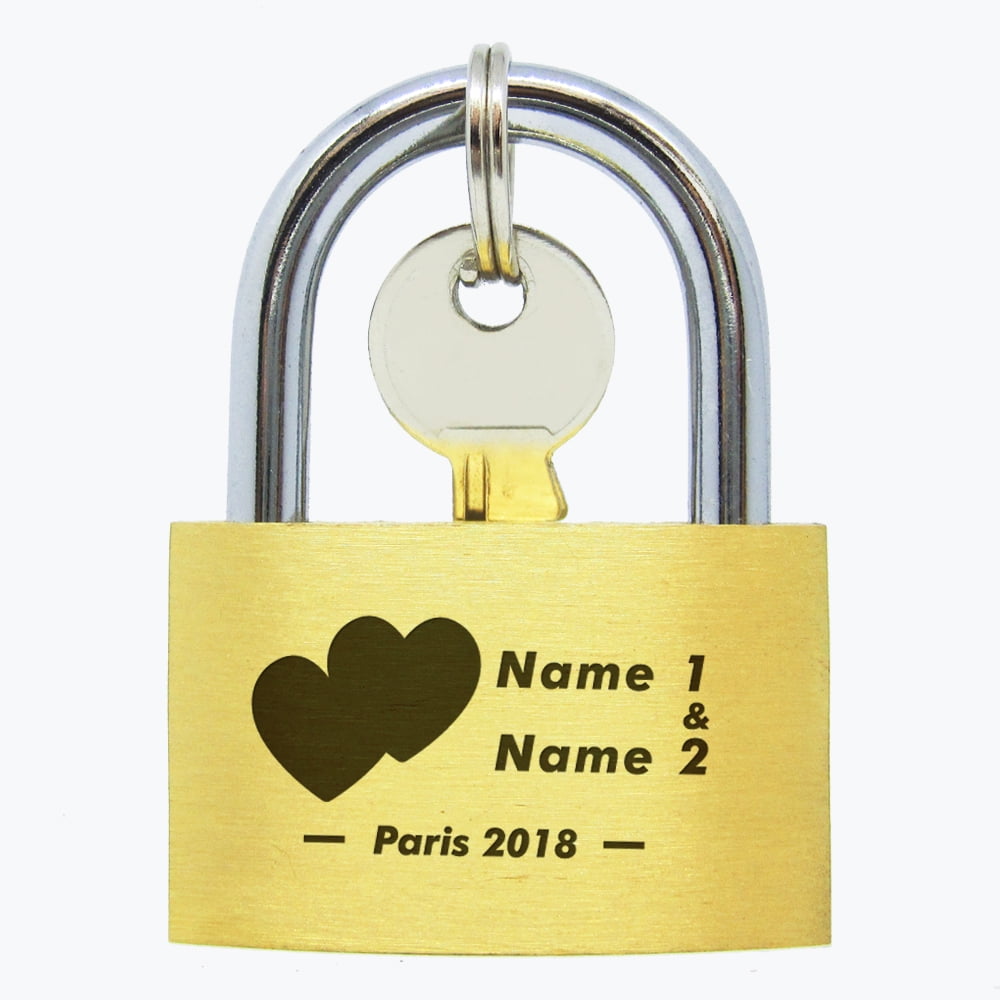Personalized Love Lock Brass 40mm Padlock with Keys, Laser Engraved ...