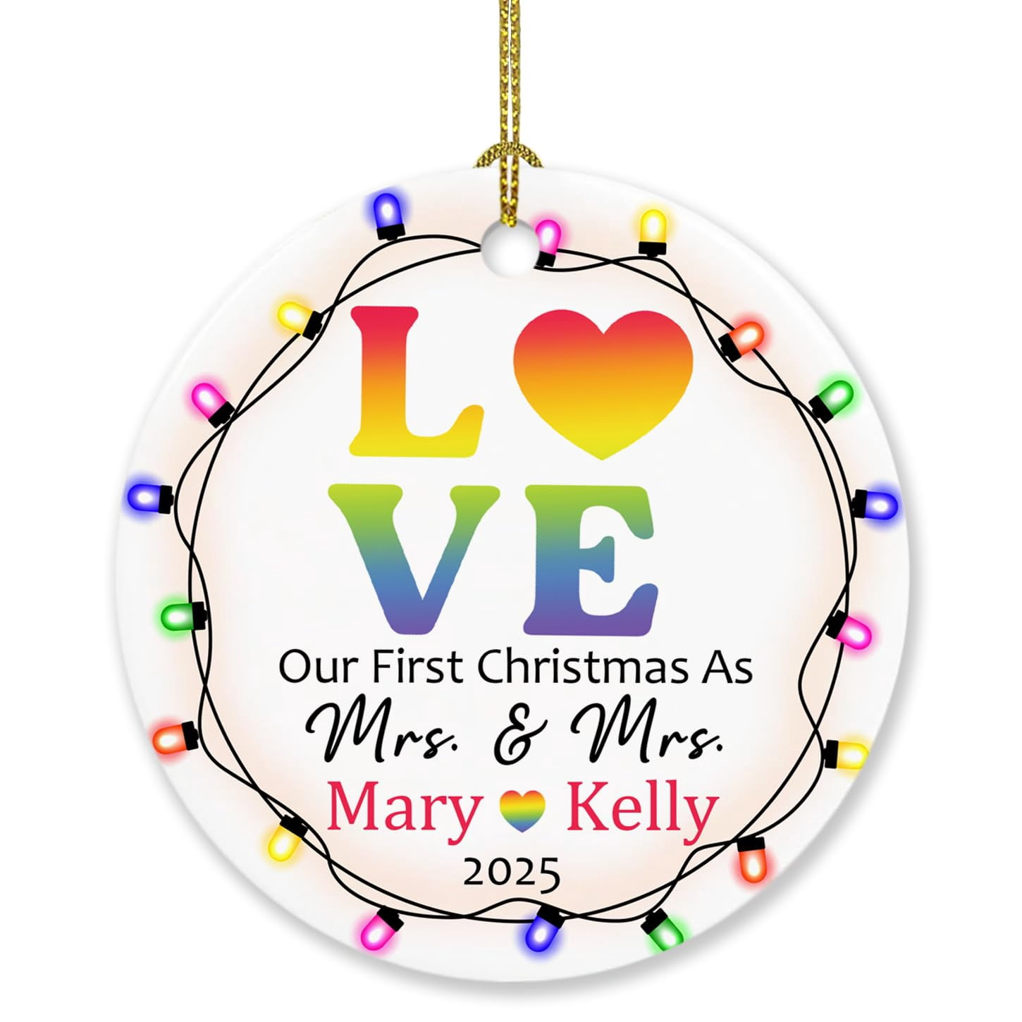 Personalized Love Rainbow Lesbian Pride Ornament Christmas 2025, Our ...