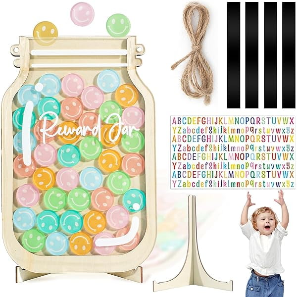 Personalized Magnetic Reward Jar, Smiley Faces Jar with Colorful Letter ...